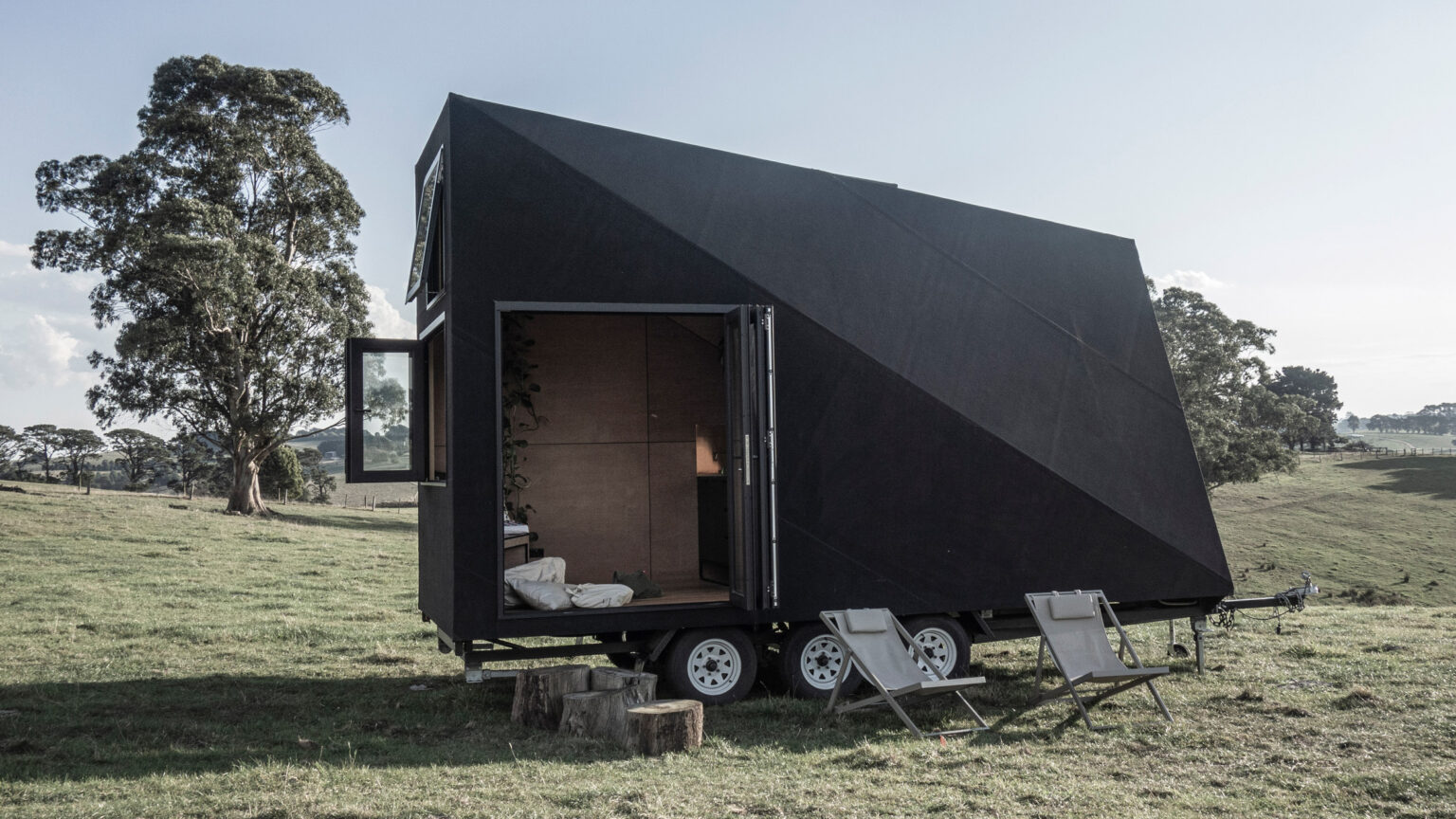 Geometric Shaped Black Tiny House
