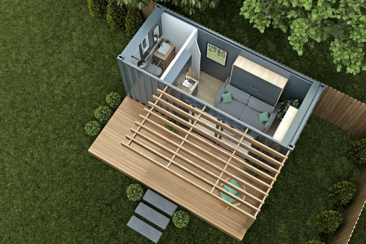 Tiny Home Example: Studio Living Space From A 20ft Container